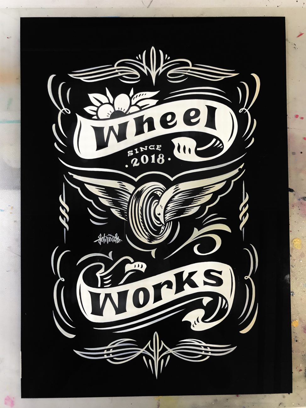 Original Logo design “Wheel Works” – JETWRENCH ArtStudio